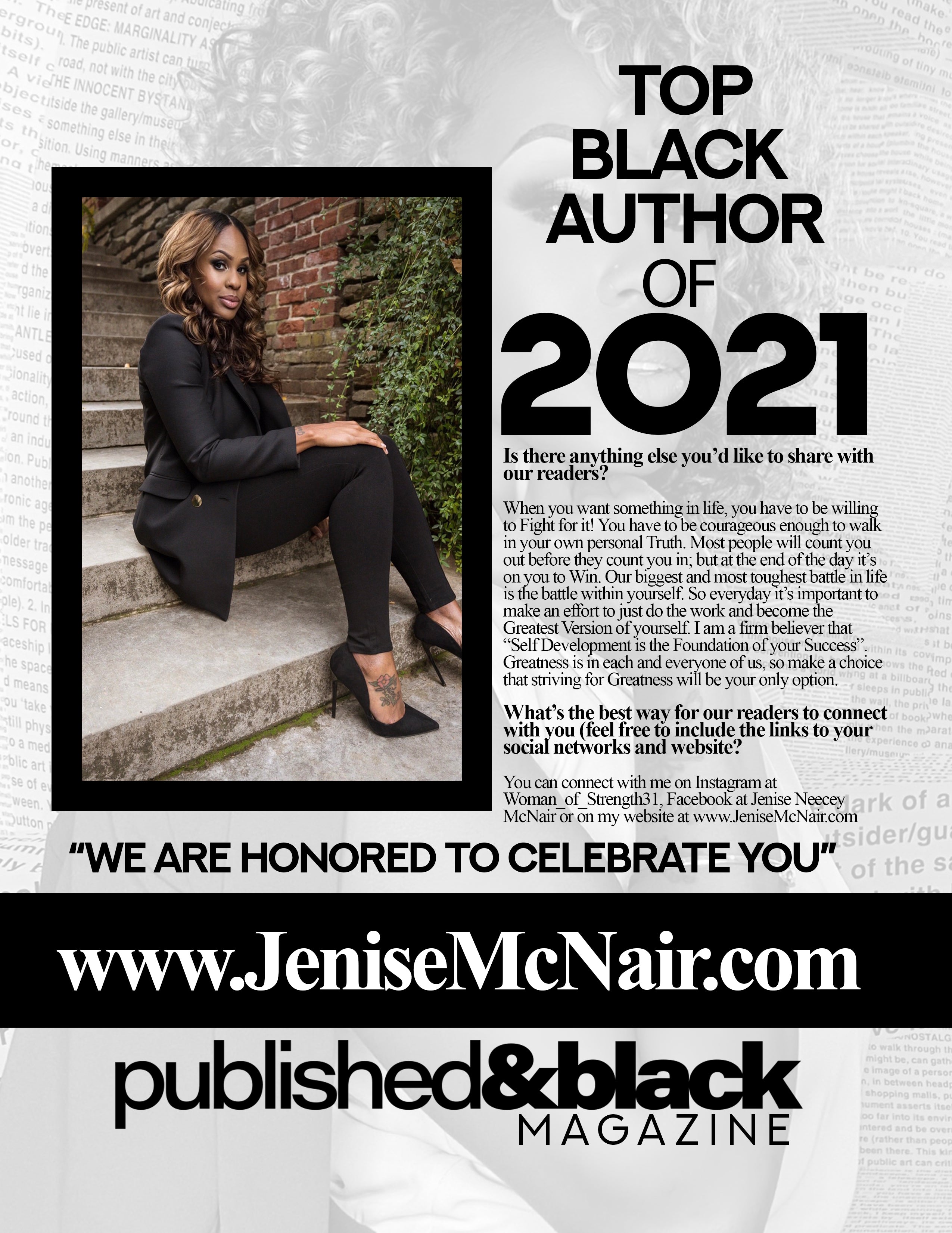 Author Jenise McNair | Published & Black Magazine | 25 Top Black Autho